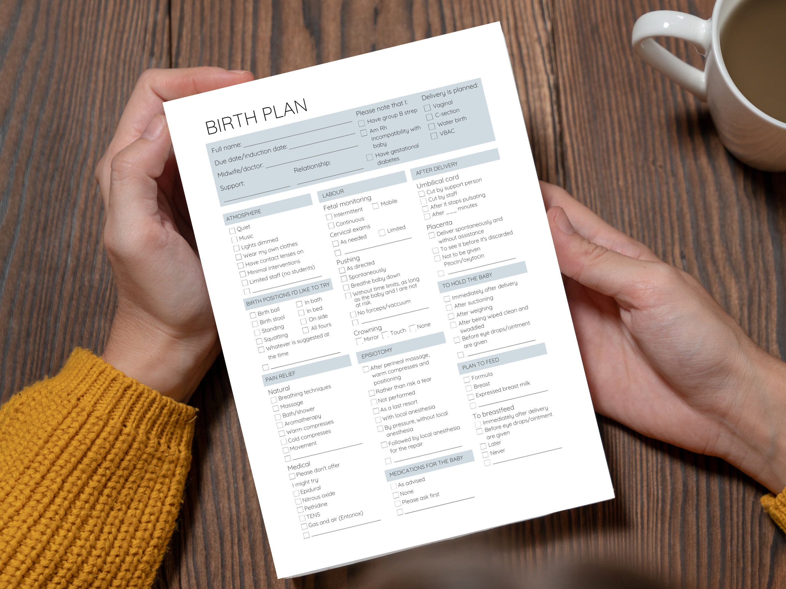Comprehensive Printable Birth Plan Template: Customize Your Labor ...