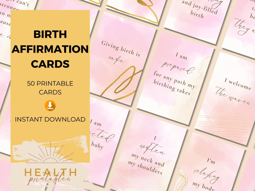 Birth Affirmation Cards Printable, Hypnobirthing Cards, Birth ...