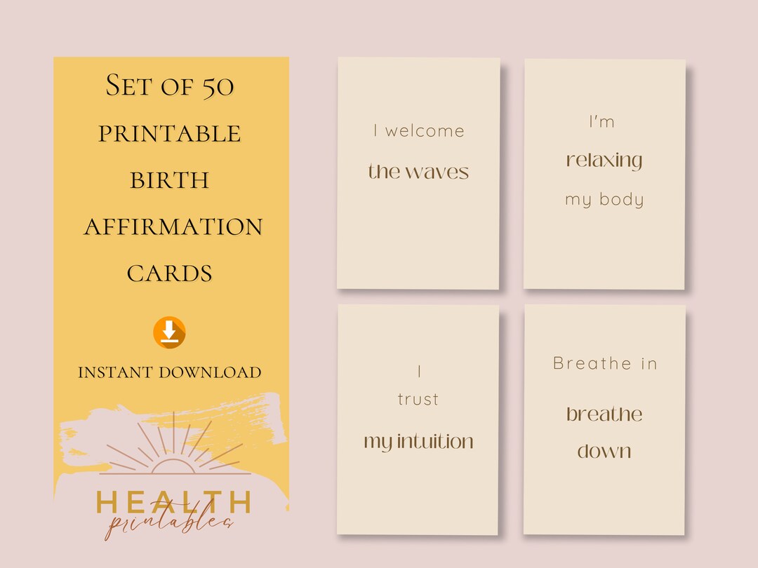 Birth Affirmation Cards Printable Hypnobirthing Cards - Etsy
