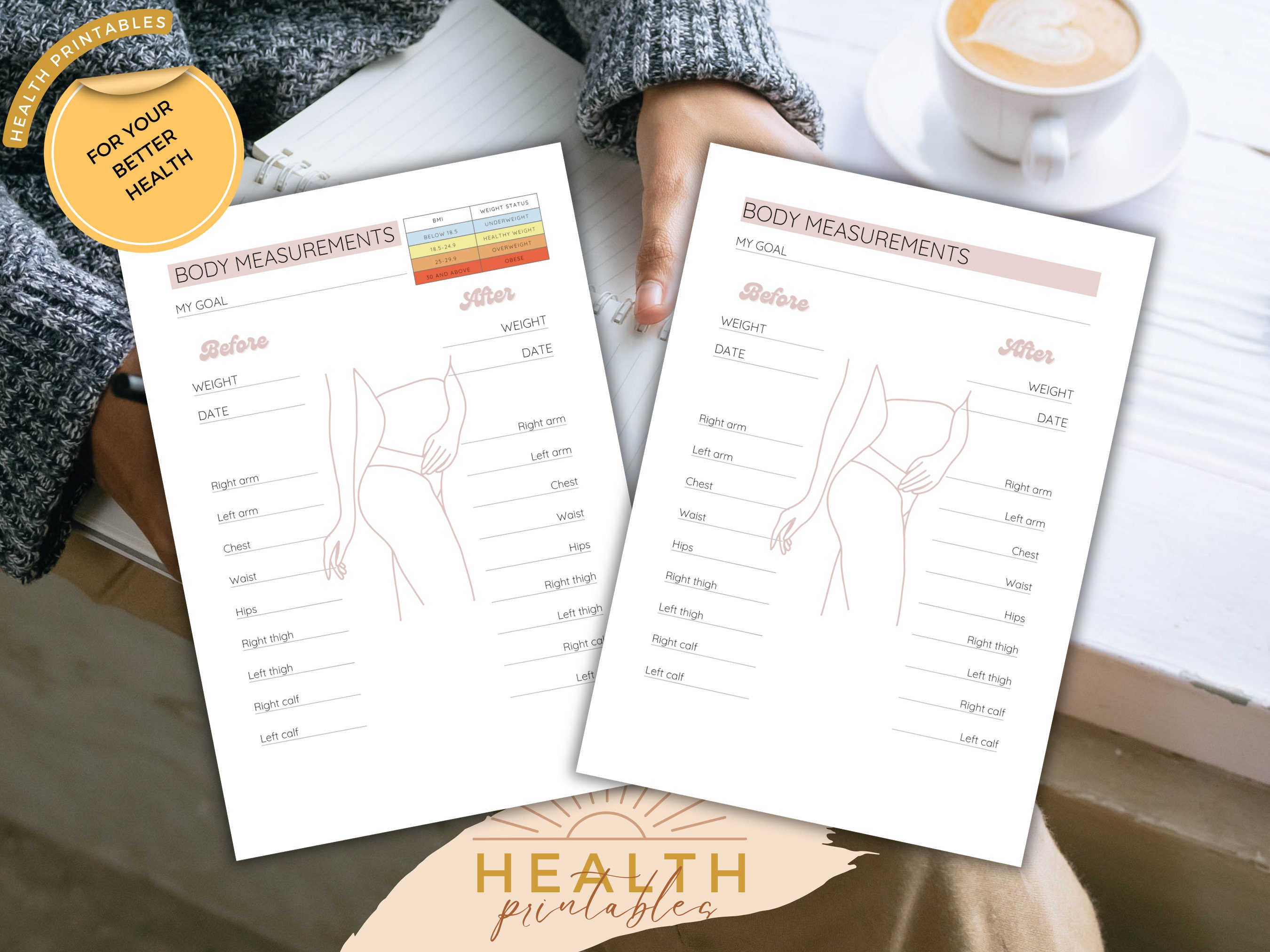 Printable Body Measurement Tracker, Great for Personal Health Goals ...