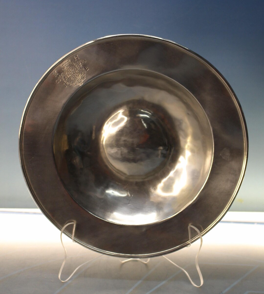 Pewter Metal Plate Replica of 17th Century Tableware. Ownership Mark ...