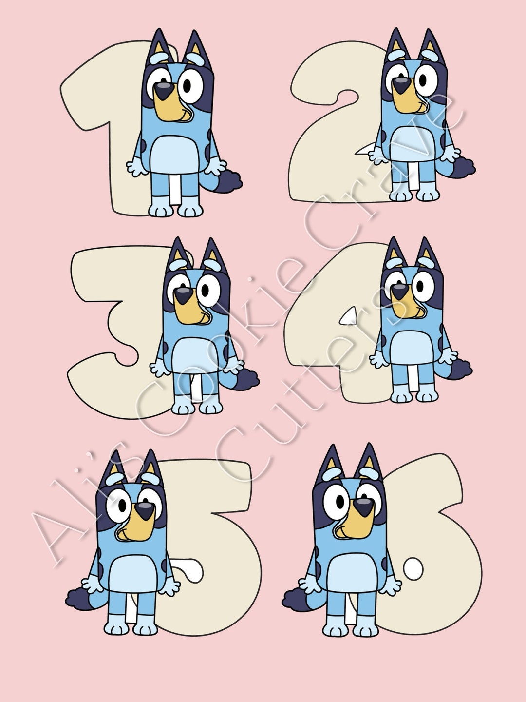 Bluey Number Plaques 1 6 - Etsy