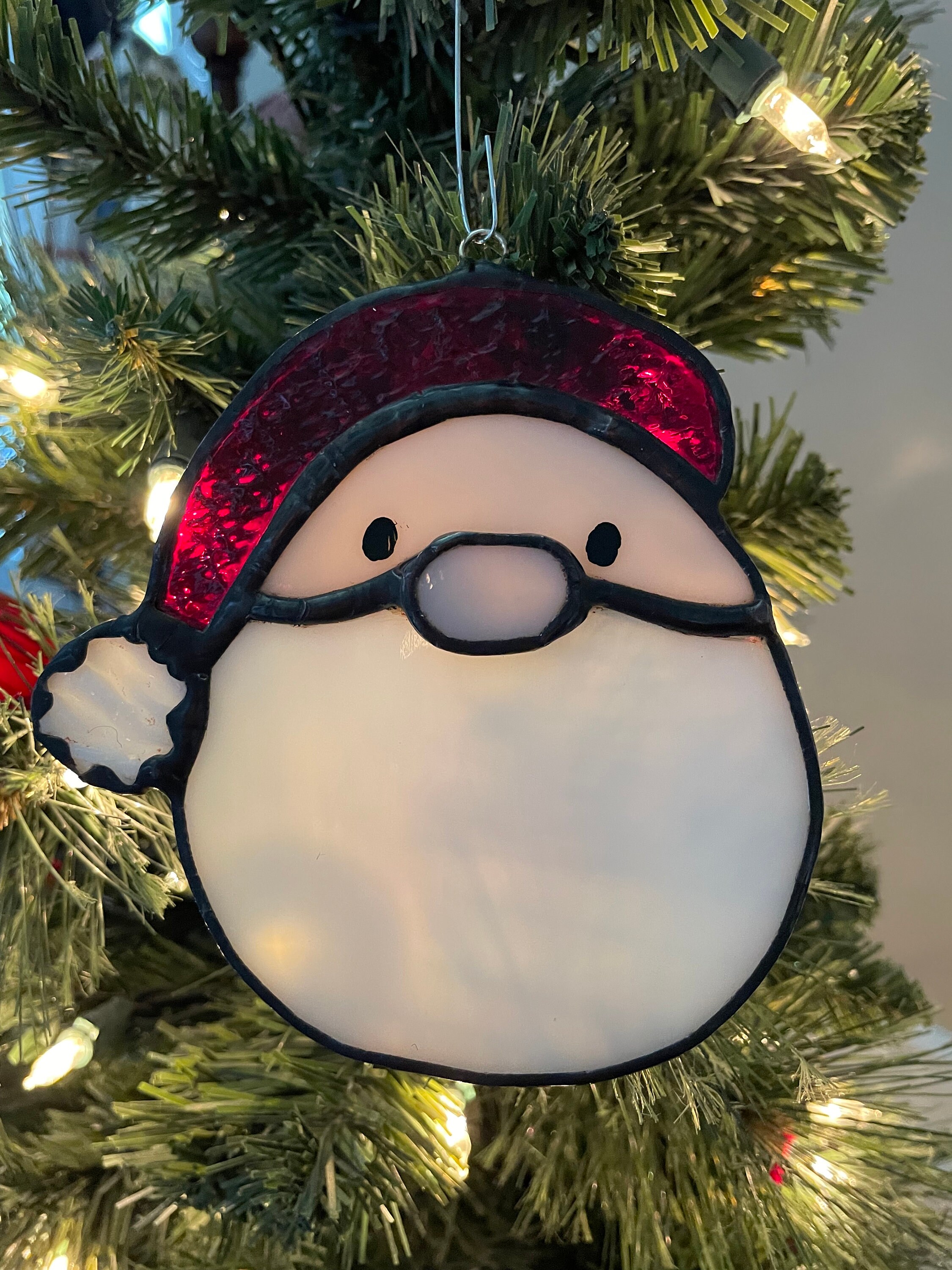 Santa Stained Glass Christmas Ornament, Suncatcher, Tree Ornament ...