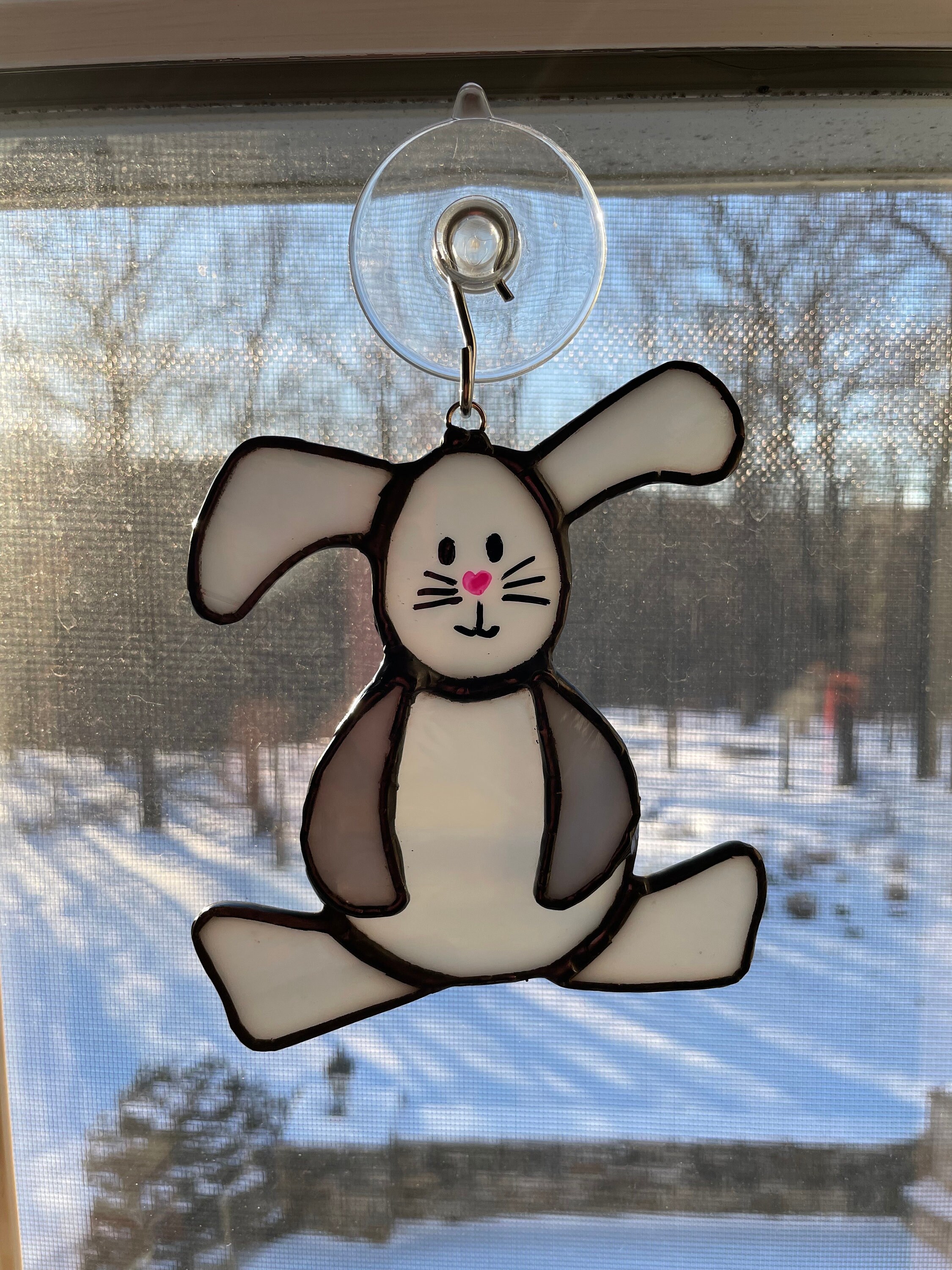 Stained Glass Bunny Rabbit Suncatcher Ornament Easter, Easter Decor ...