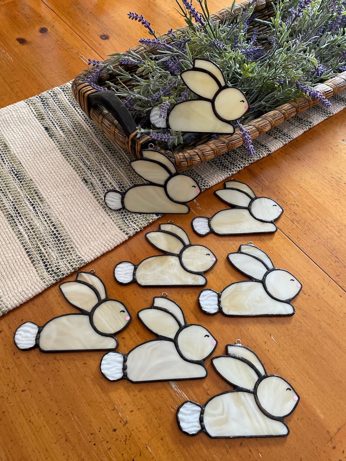 Stained Glass Bunny Rabbit Suncatcher Ornament Easter, Easter Decor ...