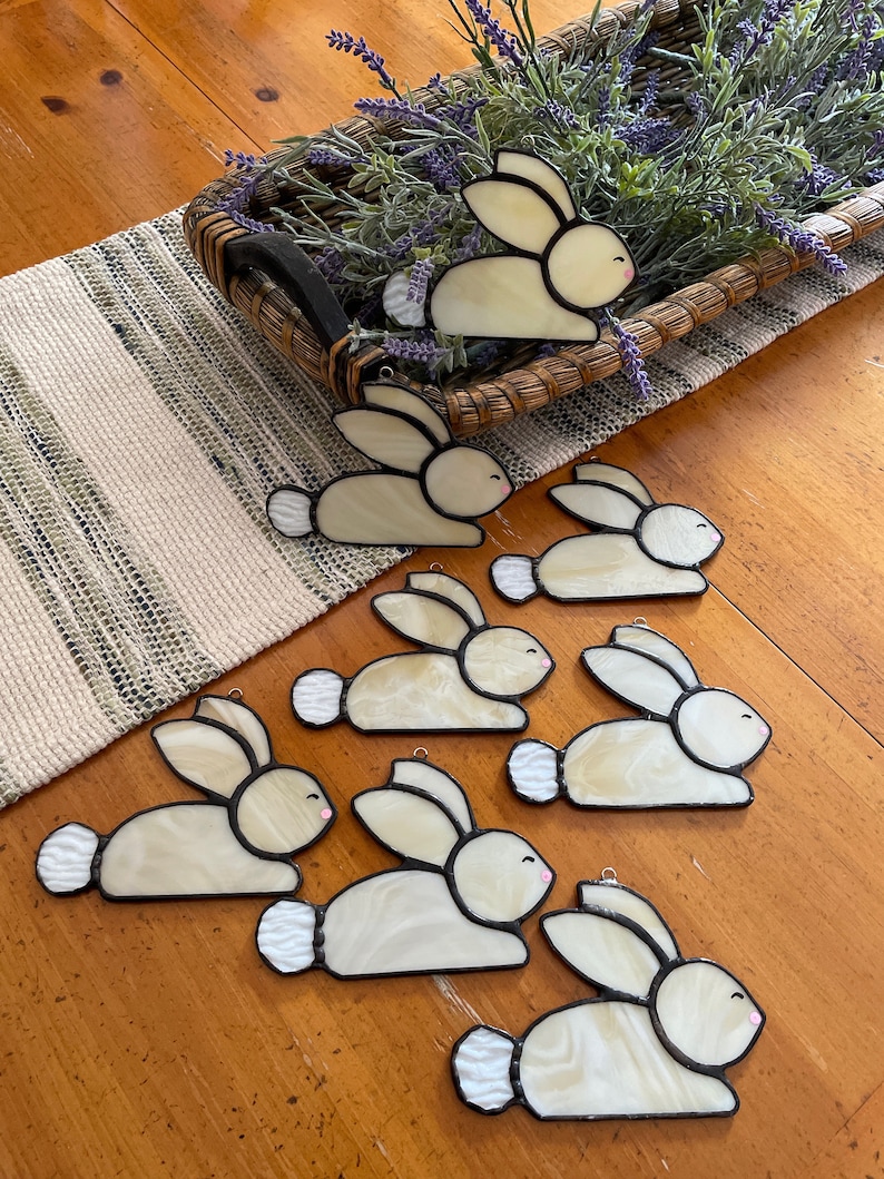 Stained Glass Bunny Rabbit Suncatcher Ornament Easter, Easter Decor ...