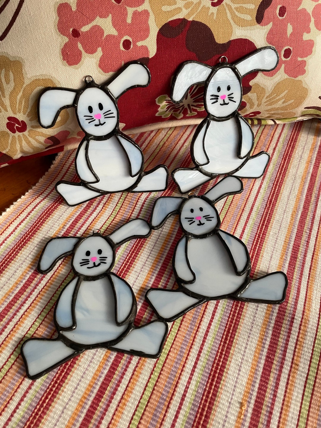 Stained Glass Bunny Rabbit Suncatcher Ornament Easter, Easter Decor ...