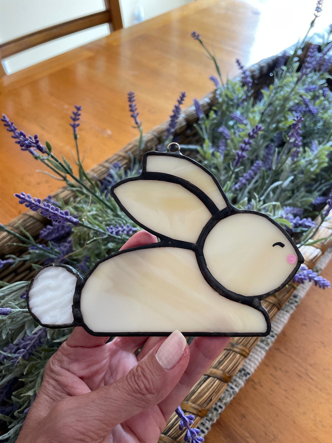 Stained Glass Bunny Rabbit Suncatcher Ornament Easter, Easter Decor ...