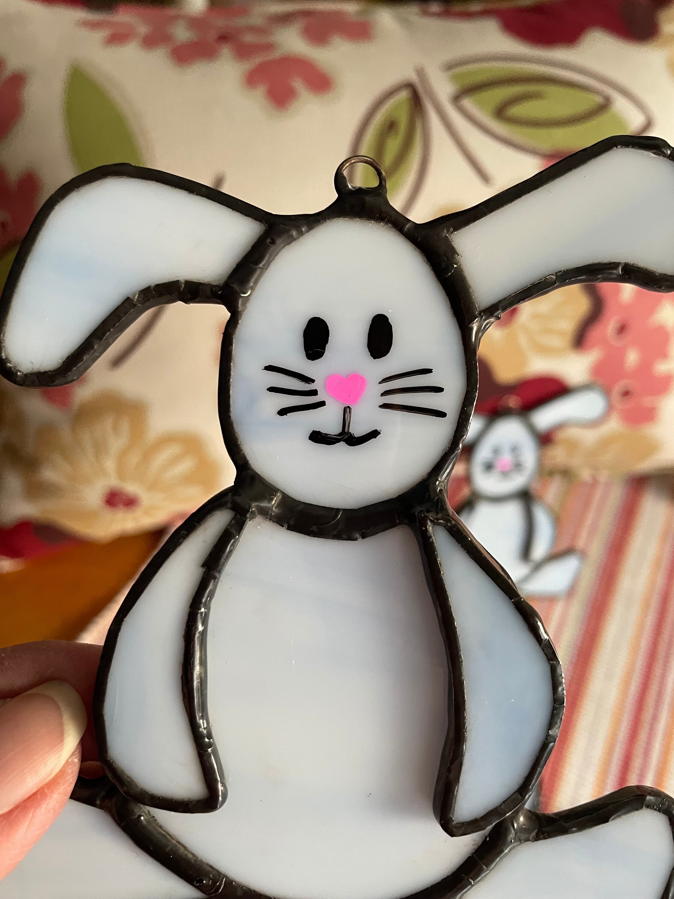 Stained Glass Bunny Rabbit Suncatcher Ornament Easter, Easter Decor ...