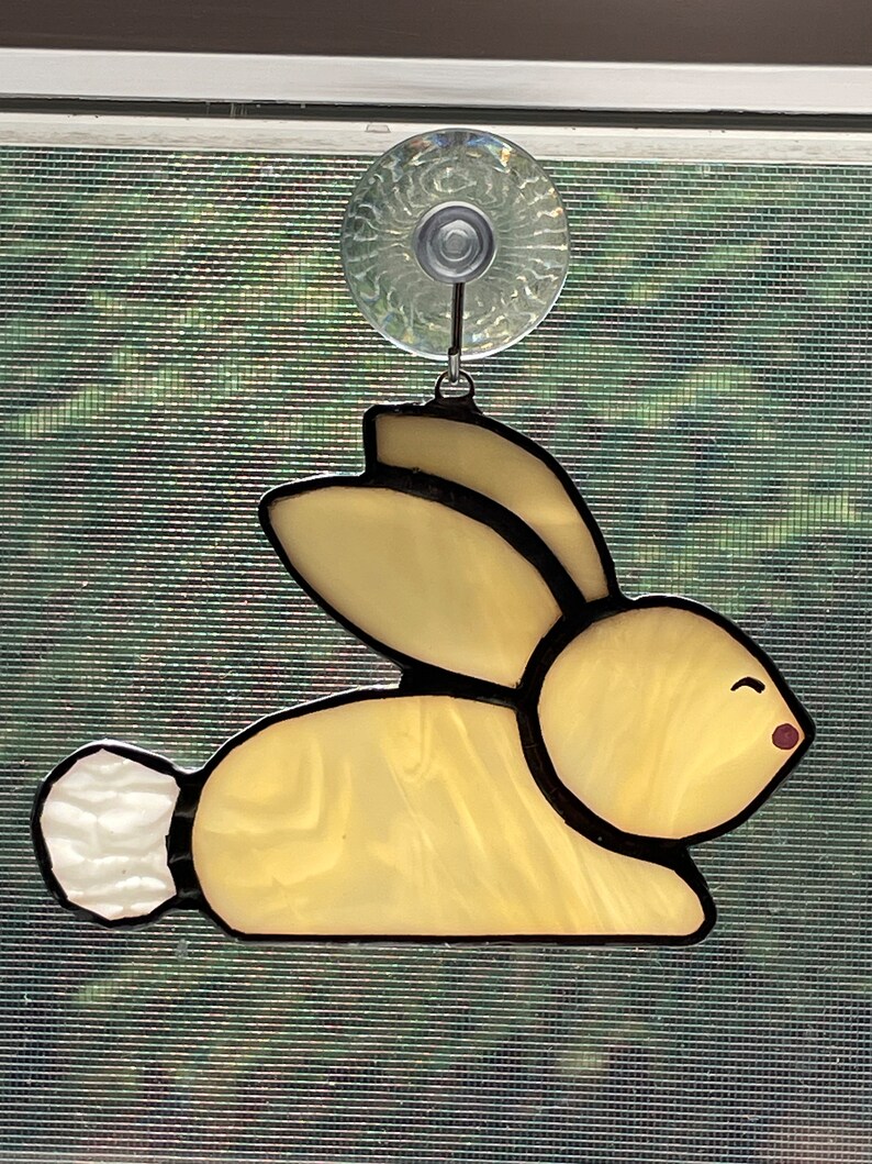 Stained Glass Bunny Rabbit Suncatcher Ornament Easter, Easter Decor ...