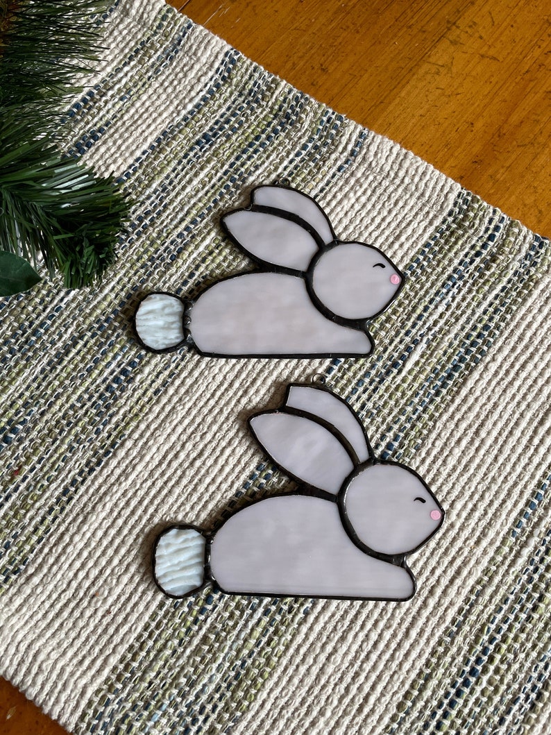 Stained Glass Bunny Rabbit Suncatcher Ornament Easter, Easter Decor ...
