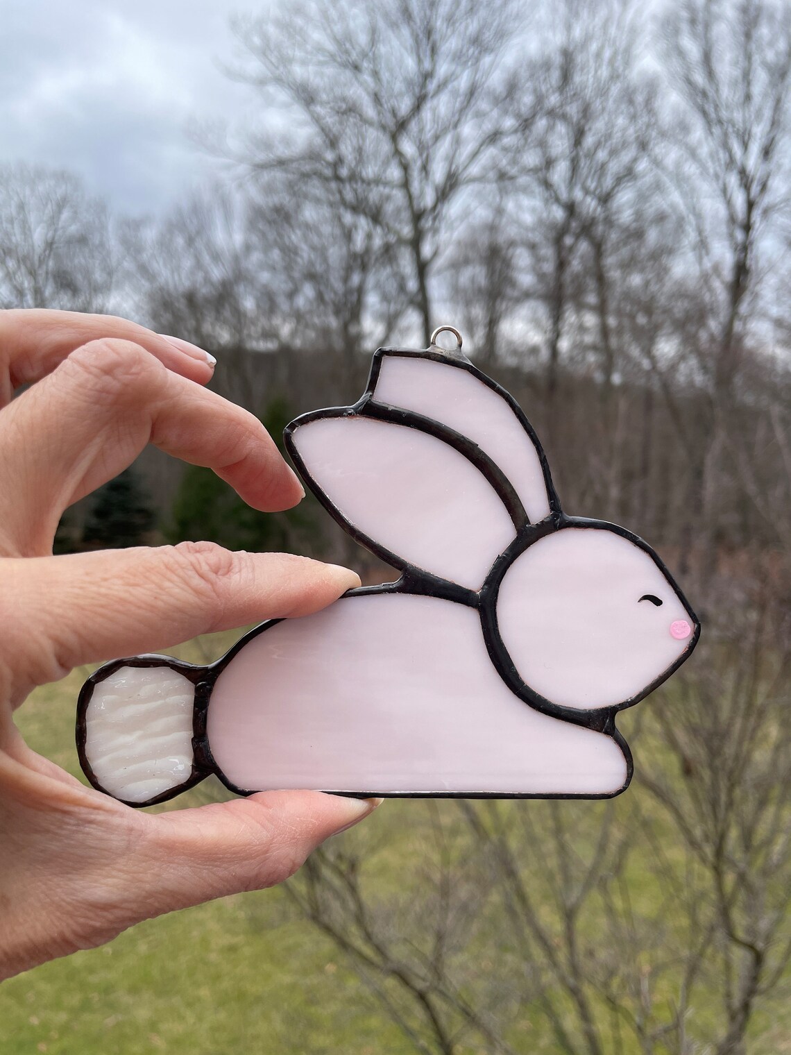 Stained Glass Bunny Rabbit Suncatcher Ornament Easter, Easter Decor ...