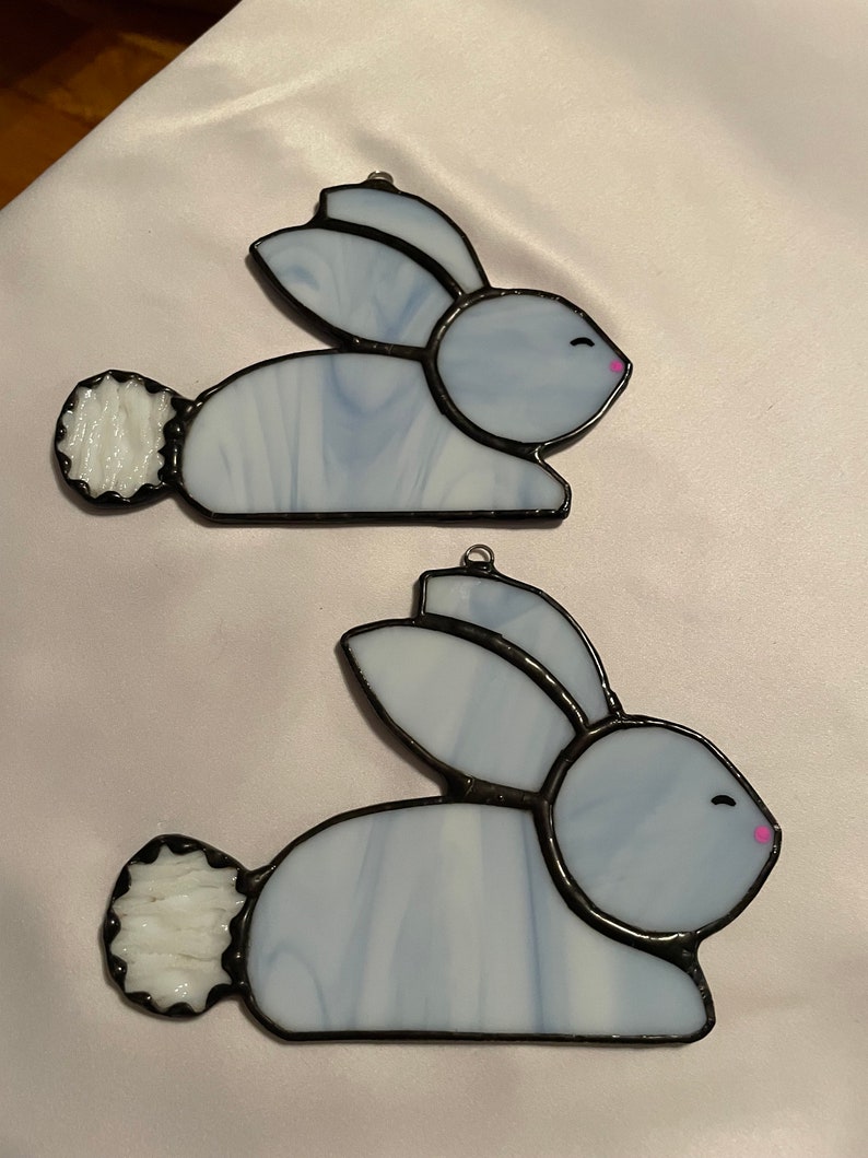 Stained Glass Bunny Rabbit Suncatcher Ornament Easter, Easter Decor ...
