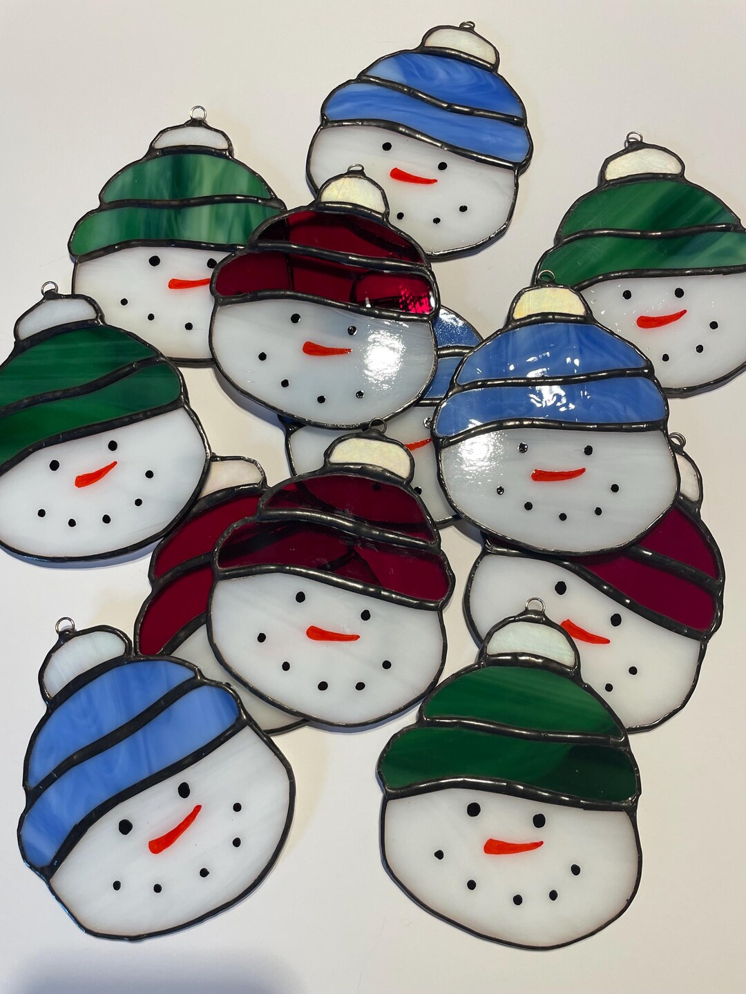 Snowman Stained Glass Christmas Ornament, Suncatcher, Tree Ornament ...