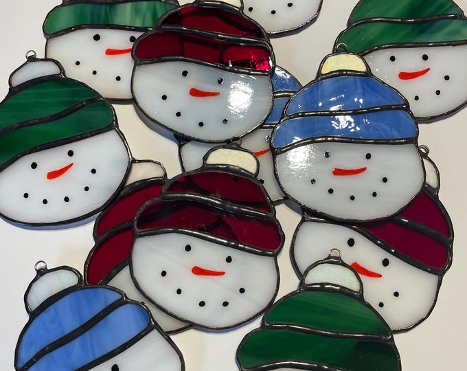 Snowman Stained Glass Christmas Ornament, Suncatcher, Tree Ornament ...