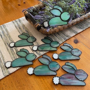 Stained Glass Bunny Rabbit Suncatcher Ornament Easter, Easter Decor ...