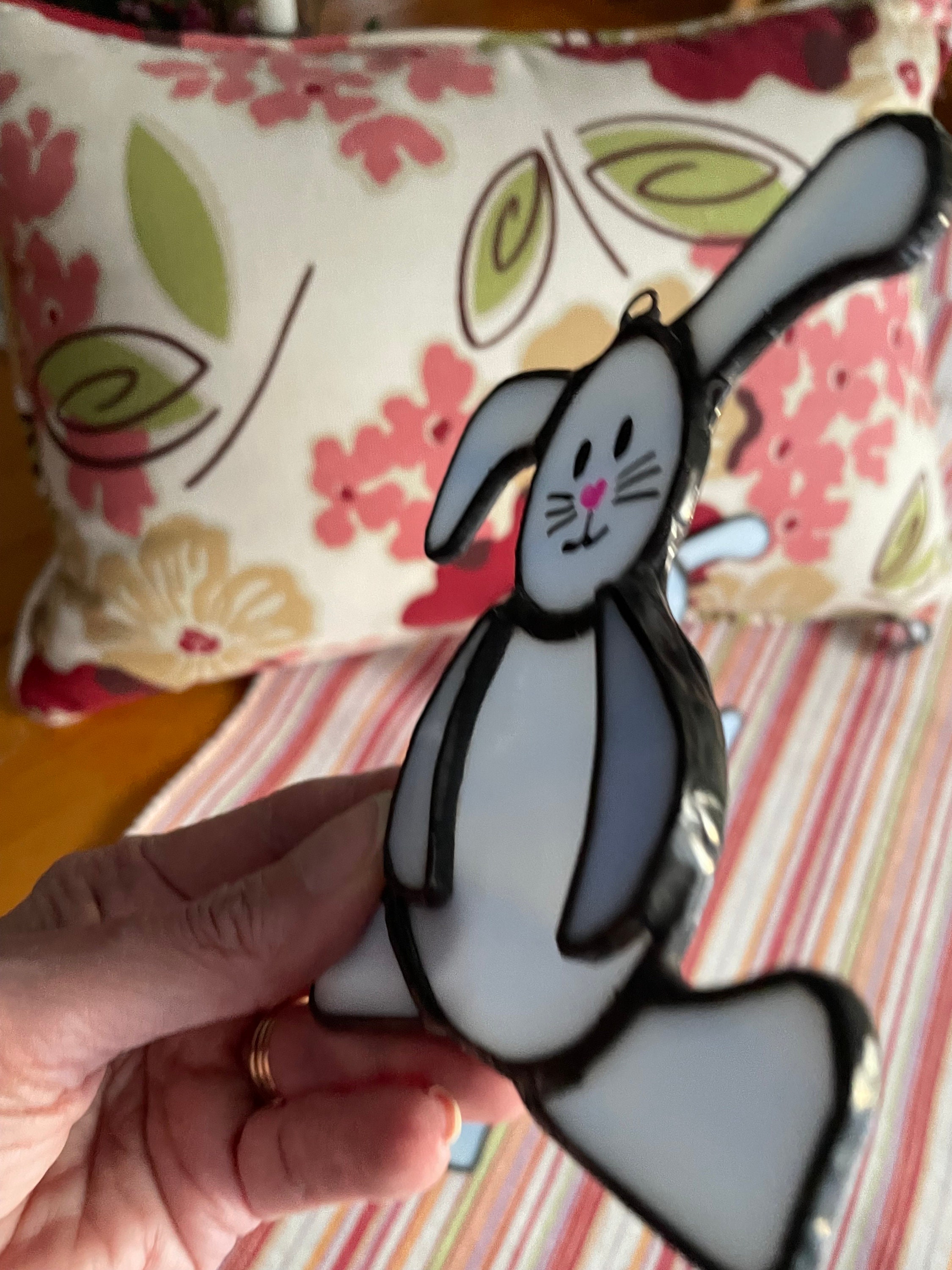 Stained Glass Bunny Rabbit Suncatcher Ornament Easter, Easter Decor ...