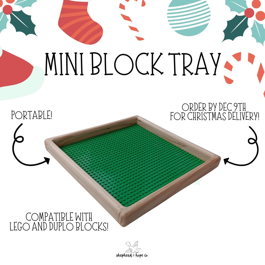 Building Block Tray Small Wooden Tray With Baseplate Play Tray With ...
