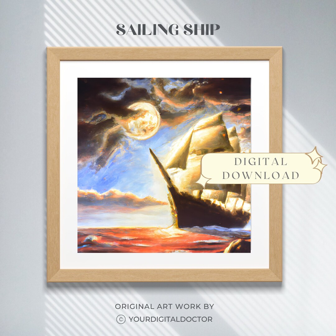 Sailing Ship Wall Art Digital Download Surrealism Wall Art Digital
