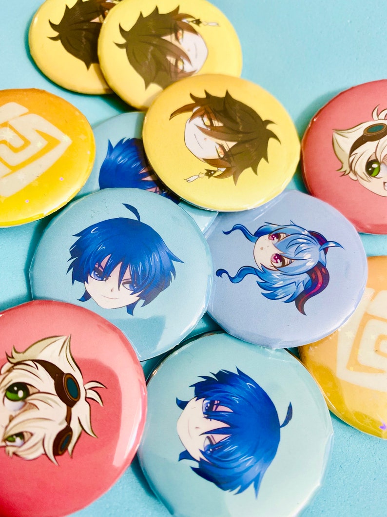 Genshin Impact Character Badges Pin Back Buttons 1.45 Inch - Etsy