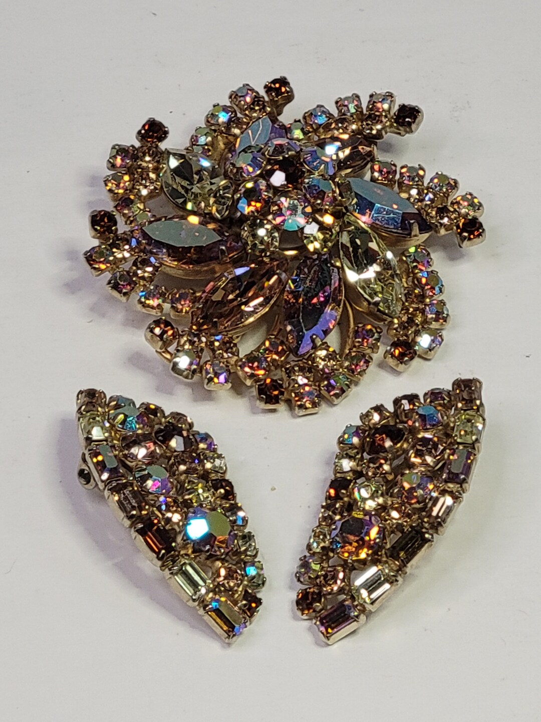 Stunning Vintage Signed Sherman Brooch and Earrings Set. - Etsy