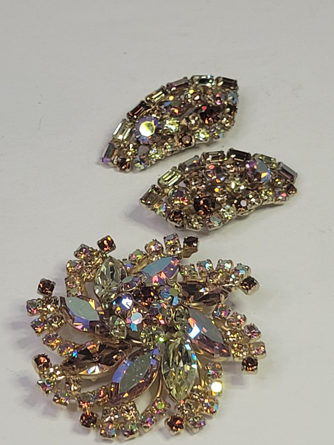 Stunning Vintage Signed Sherman Brooch and Earrings Set. - Etsy