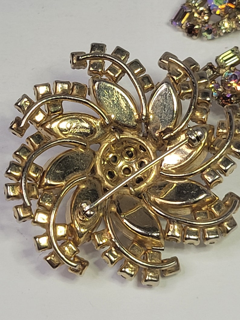 Stunning Vintage Signed Sherman Brooch and Earrings Set. - Etsy