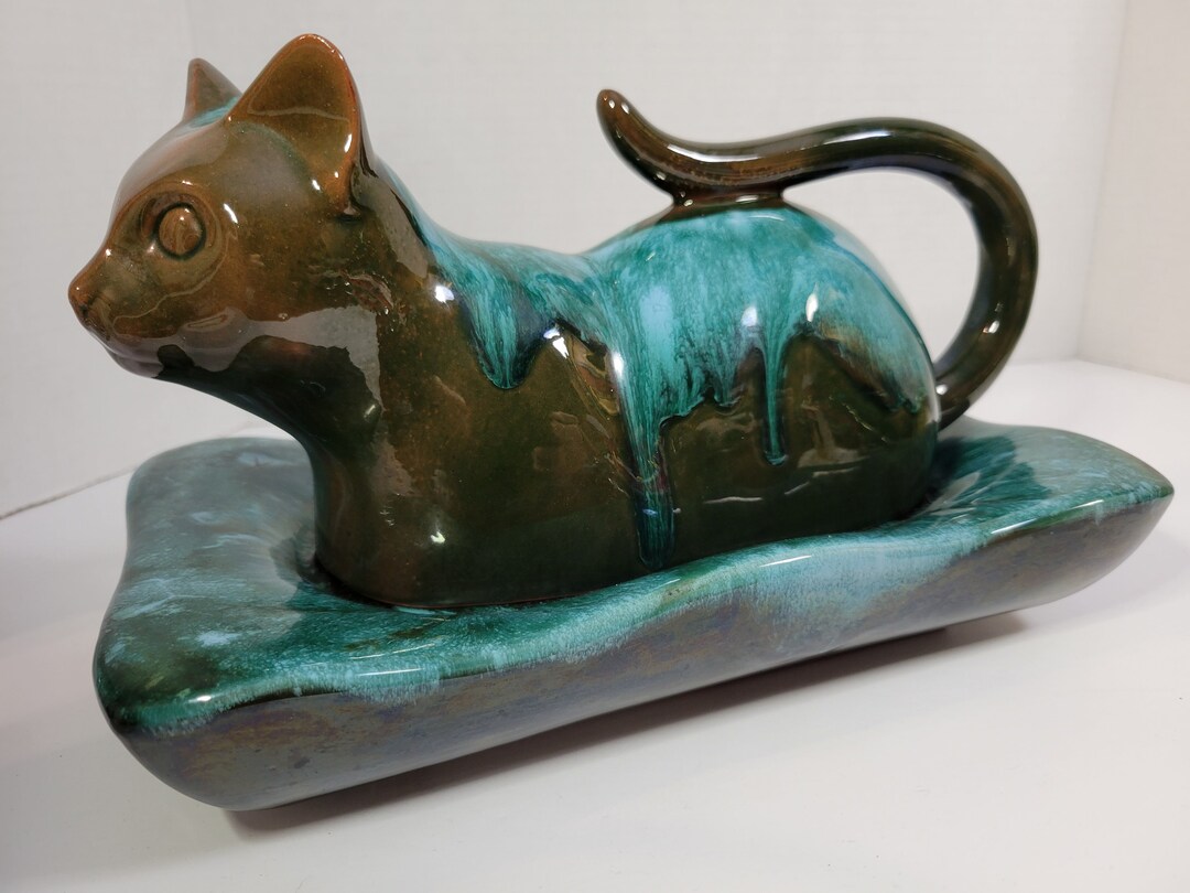 Rare Vintage Canadian CCC Pottery/rainbow Ceramics Cat Butter Dish - Etsy