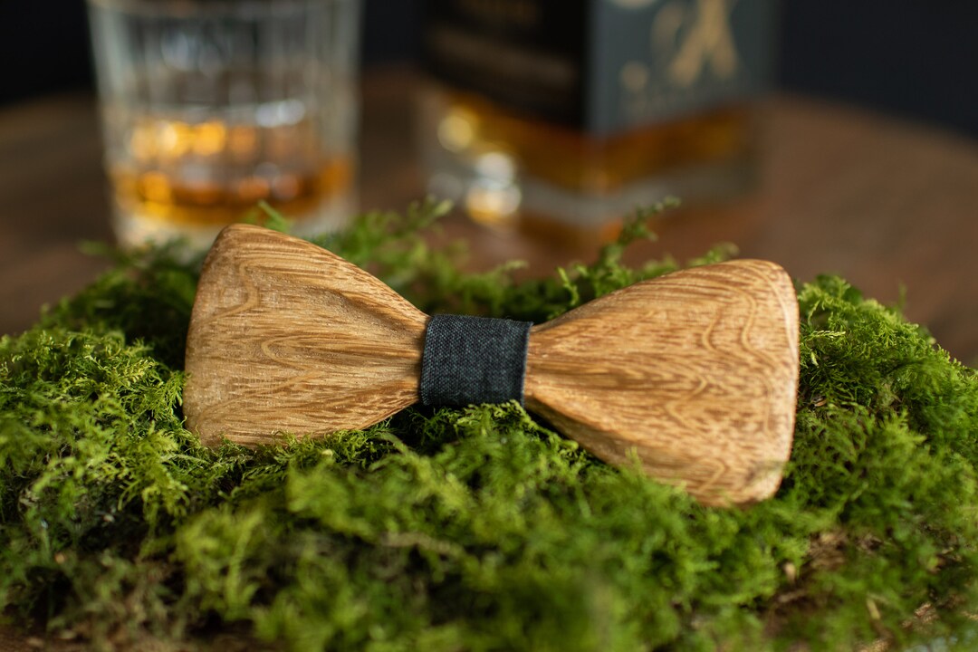 Wooden Bow Tie Augustus Dark Grey 2 in 1 Reversible Bow Tie Whisky Bow ...
