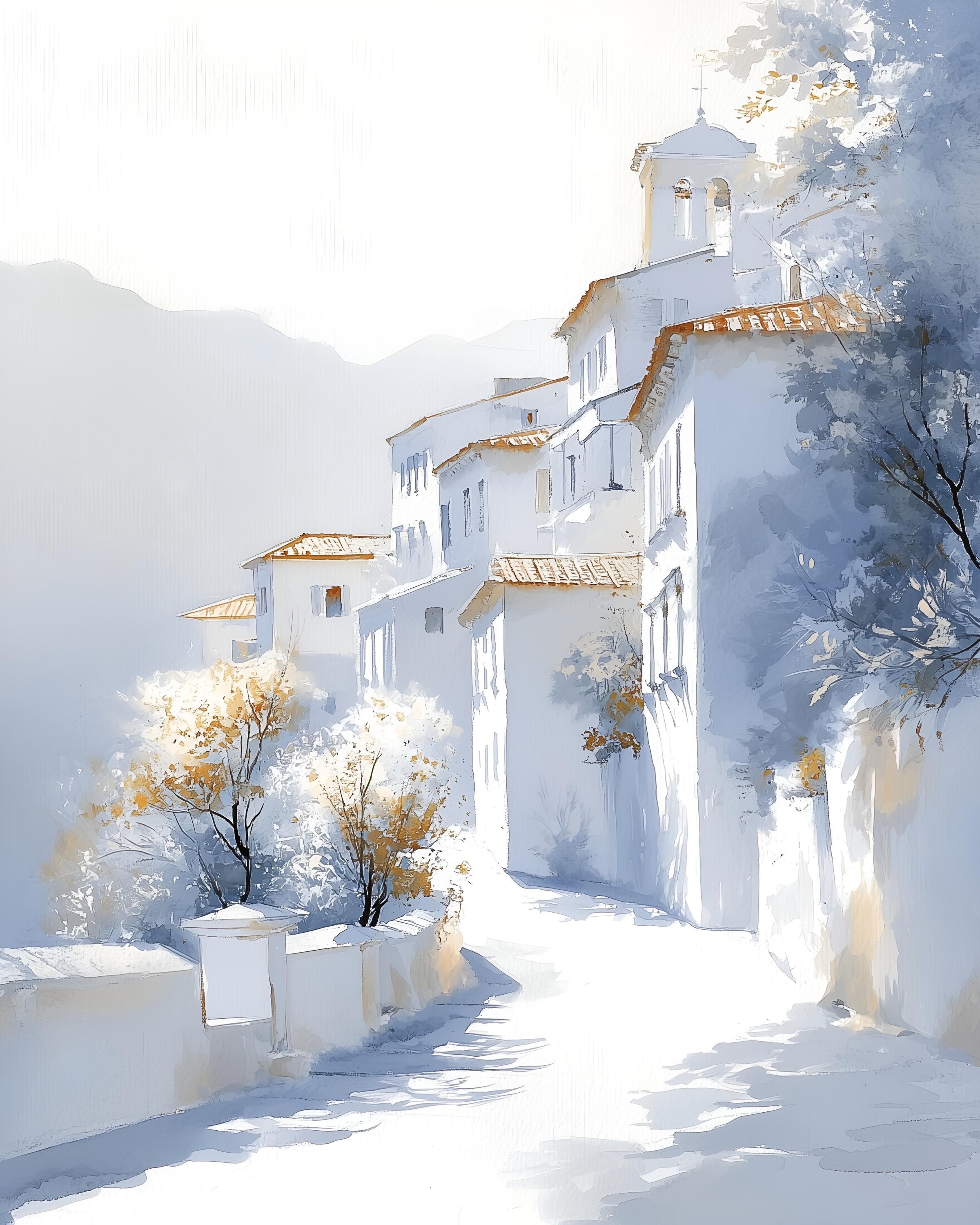 Italian Townscape Digital Paper, Watercolor Architecture (PNG, 40x50 ...