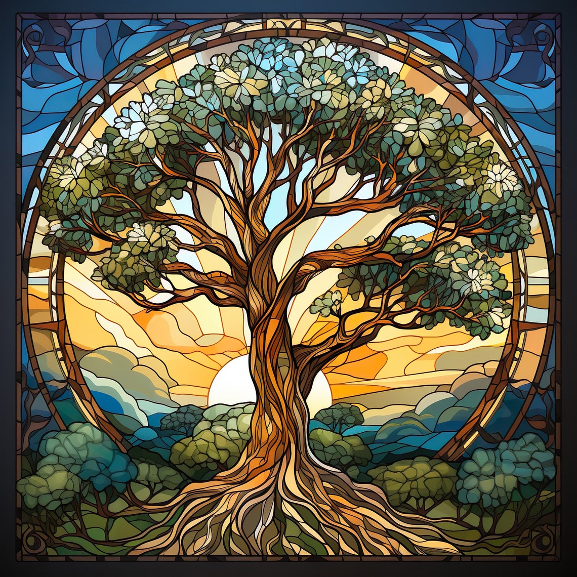 Tree of Life Stained Glass Collection 2 / Tree of Life Wall Art ...