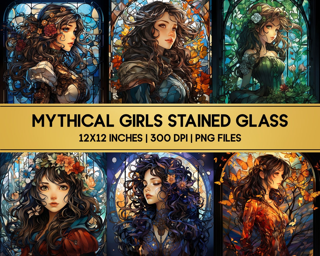 Mythical Girls Stained Glass Collection / 12 Digital Papers / Artful ...