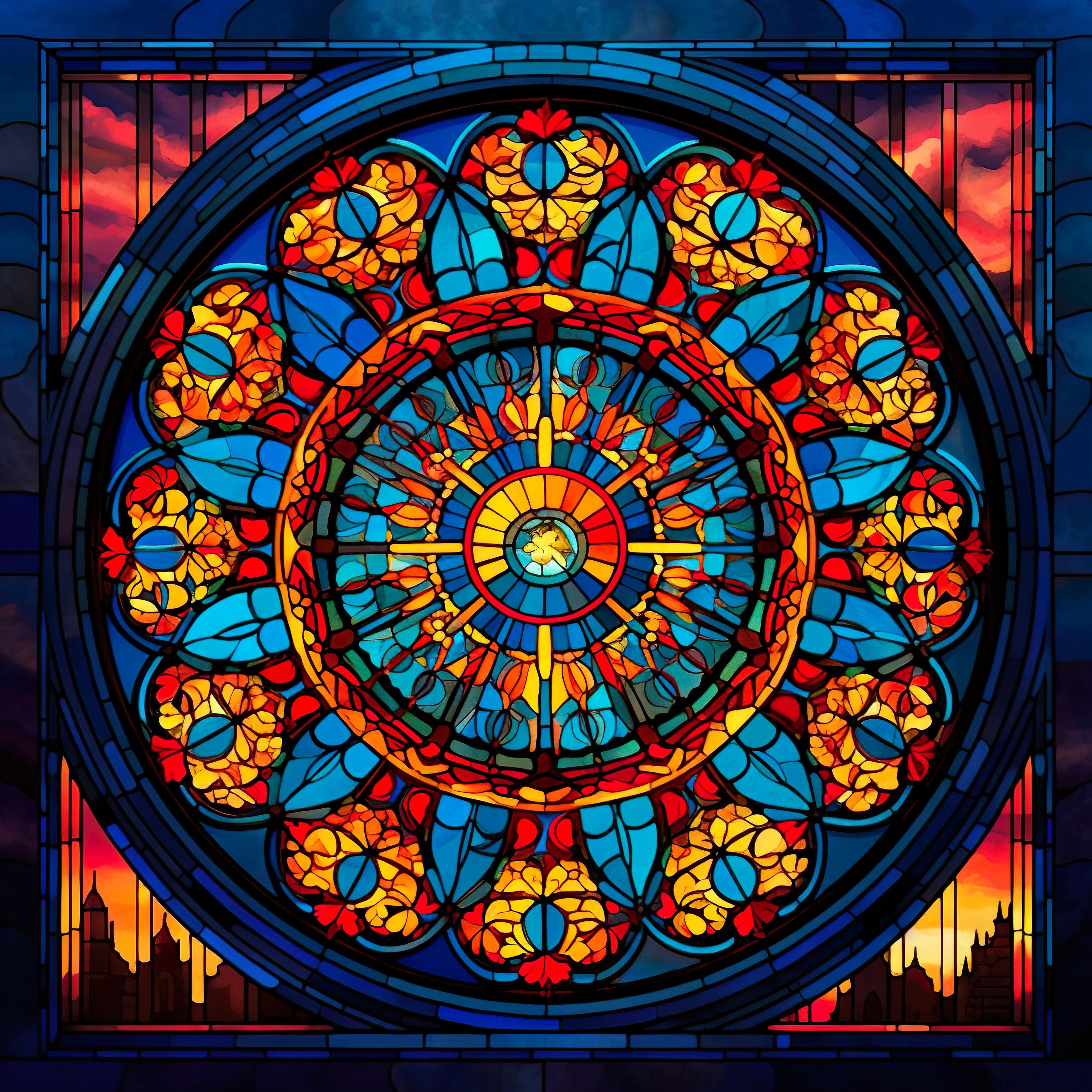 Stained Glass Notre Dame Cathedral Patterns / 12 Digital Papers / Stain ...