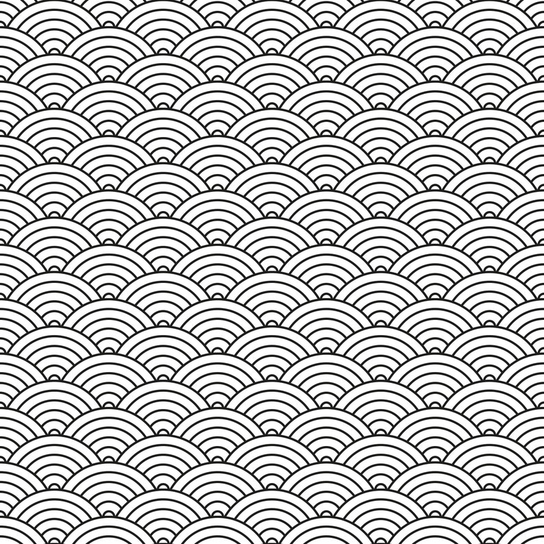 Japanese Wave Patterns / Digital Paper / Seamless Pattern ...