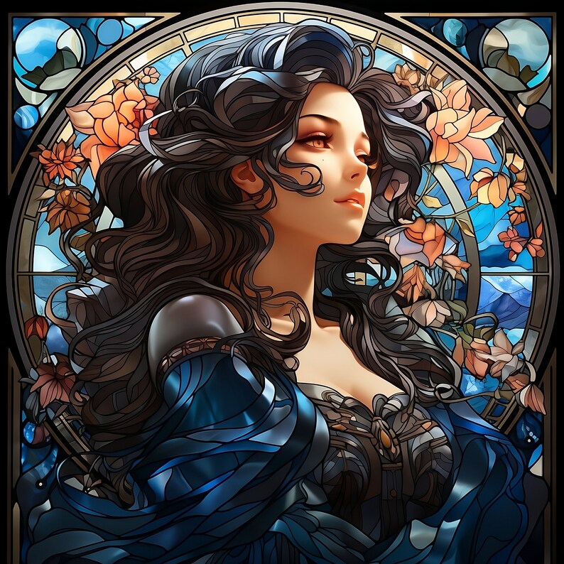 Mythical Girls Stained Glass Collection / 12 Digital Papers / Artful ...