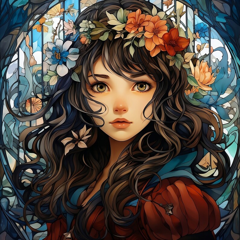 Mythical Girls Stained Glass Collection / 12 Digital Papers / Artful ...