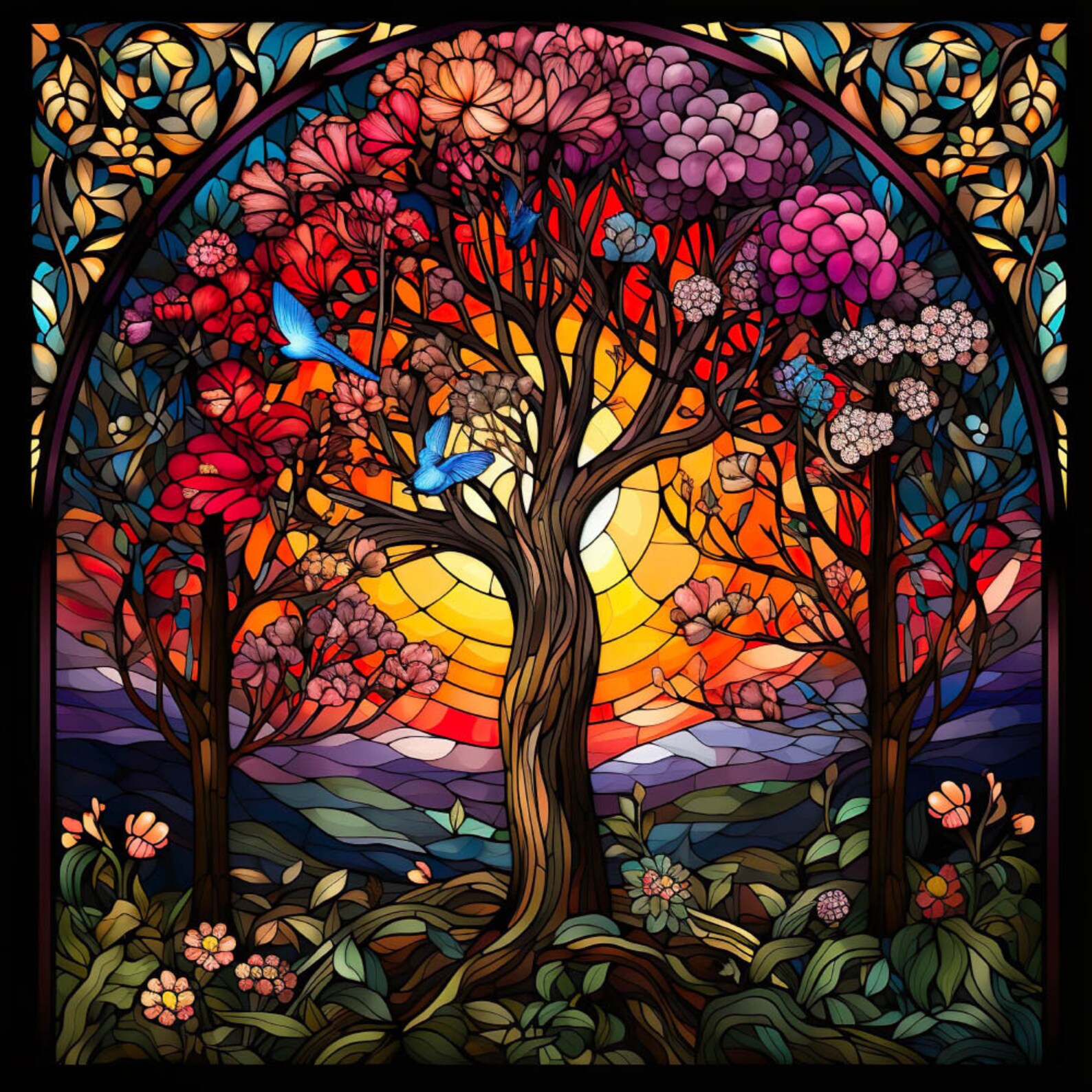 Tree of Life Stained Glass Art, PNG Bundle (digital Download) - Etsy