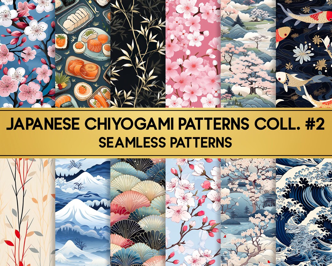 Japanese Chiyogami Patterns Collection 2 / Digital Paper / Seamless ...
