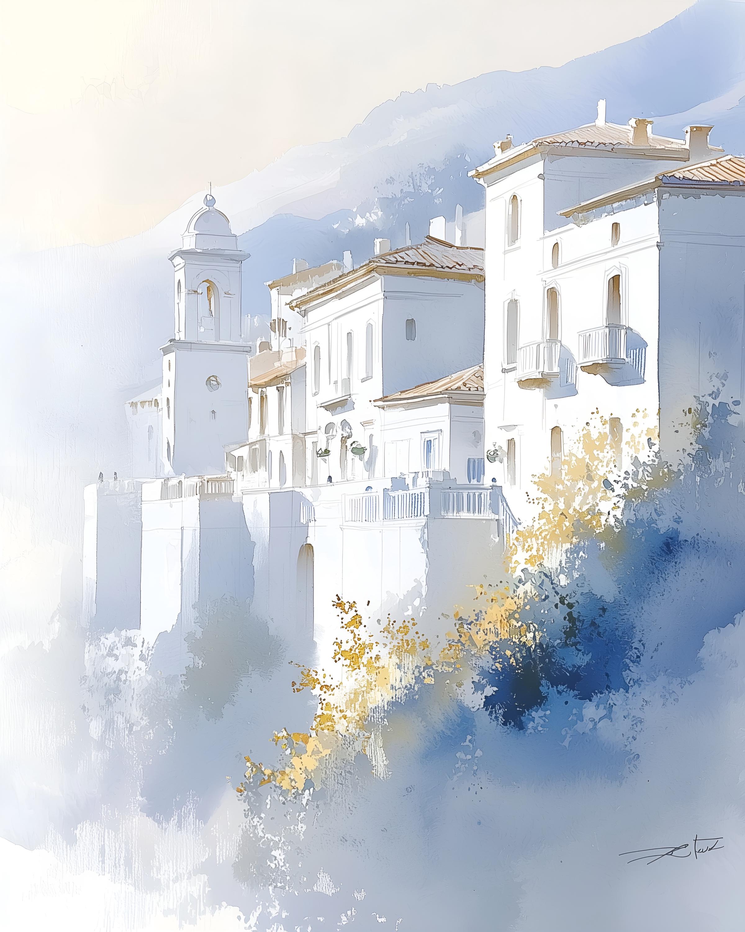 Italian Townscape Digital Paper, Watercolor Architecture (PNG, 40x50 ...