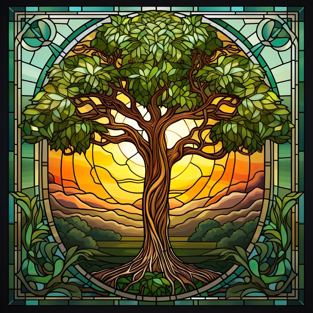 Tree of Life Stained Glass Collection 1 / Tree of Life Wall Art/ 12 ...