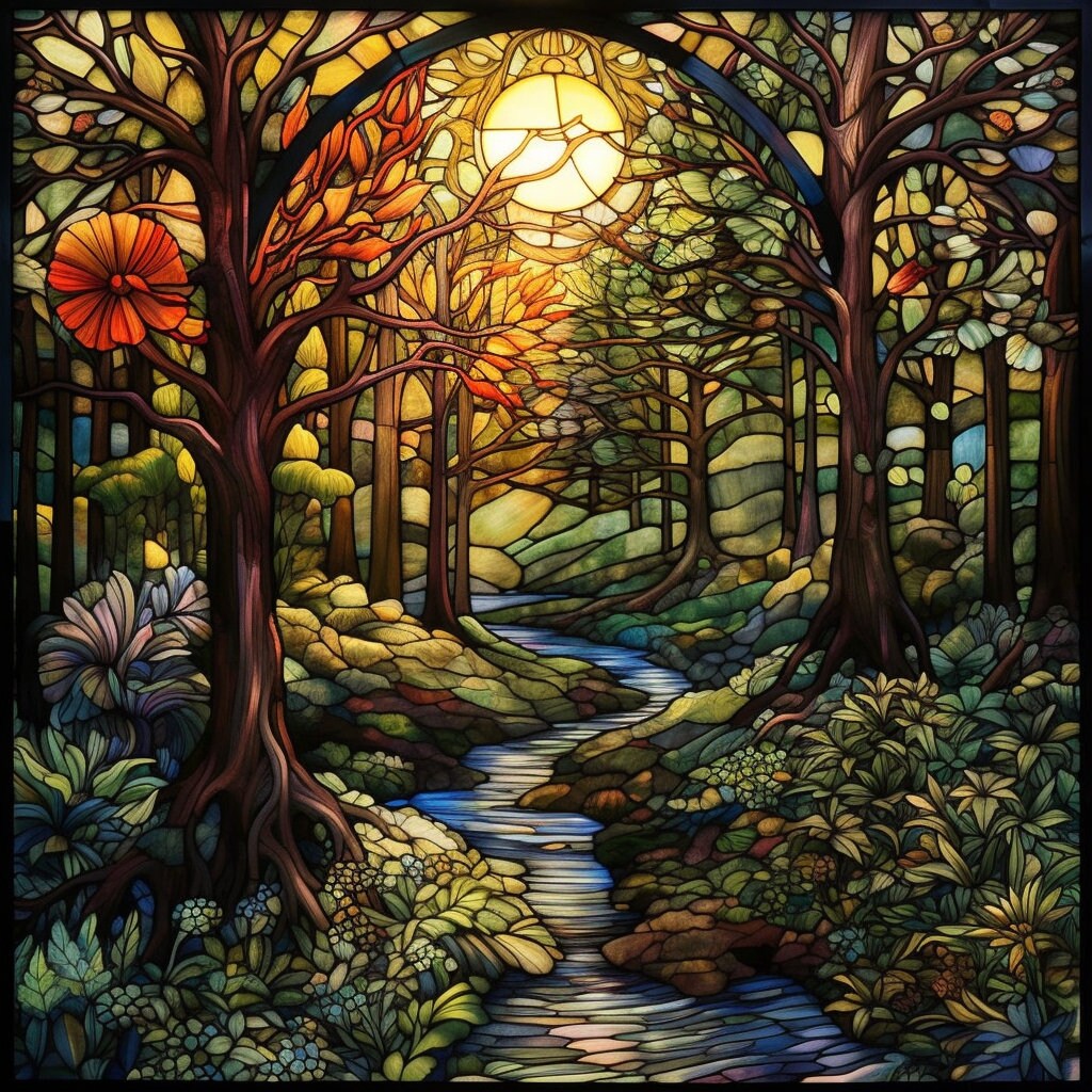 Enchanted Forest Stained Glass Digital Papers (PNG) - Etsy