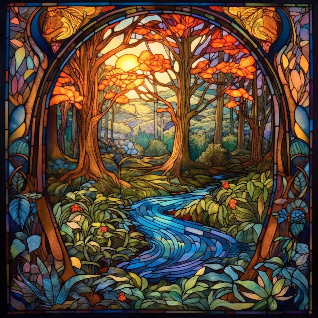 Enchanted Forest Stained Glass / 12 Digital Papers / Forest Decor ...