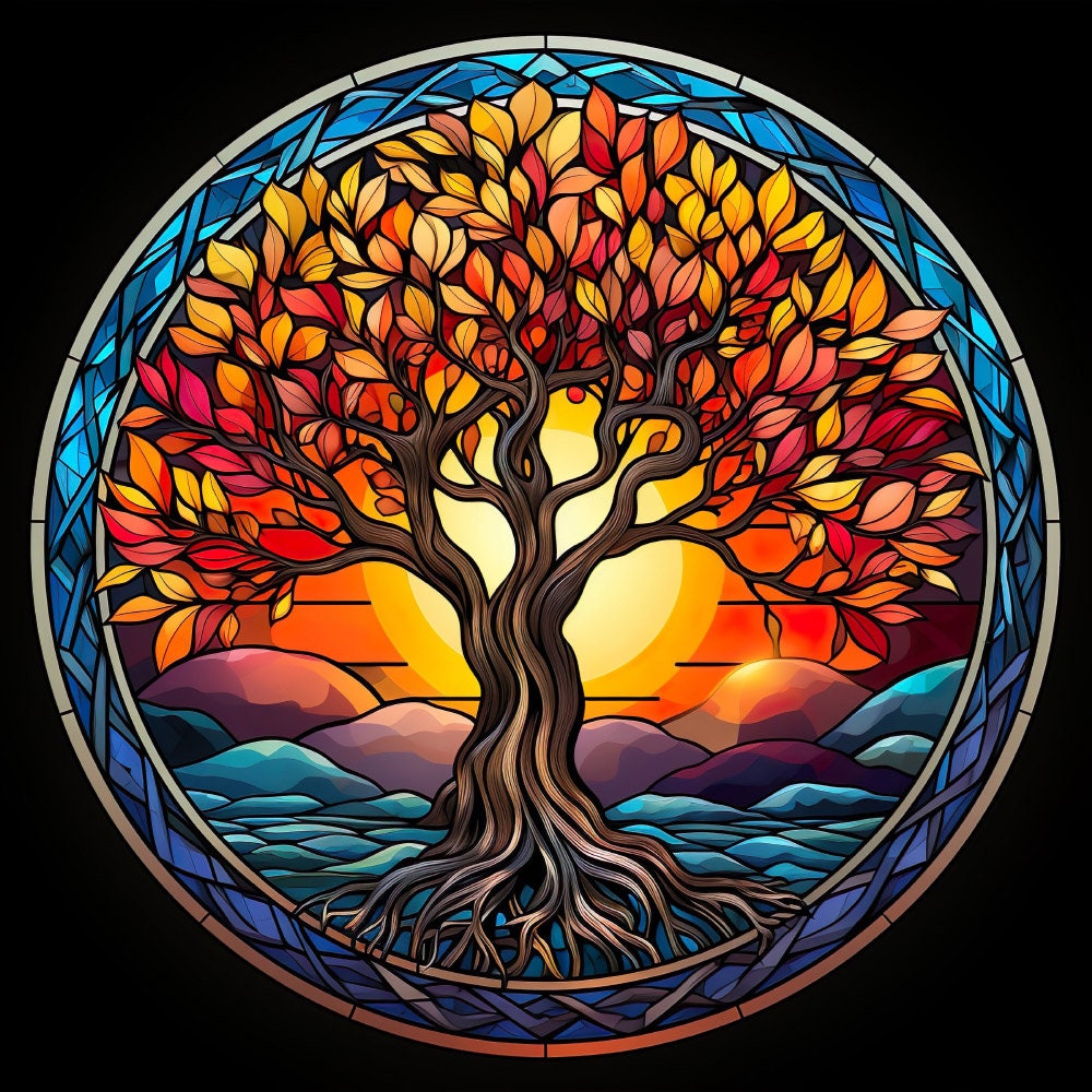 Tree of Life Stained Glass Collection 1 / Tree of Life Wall Art/ 12 ...