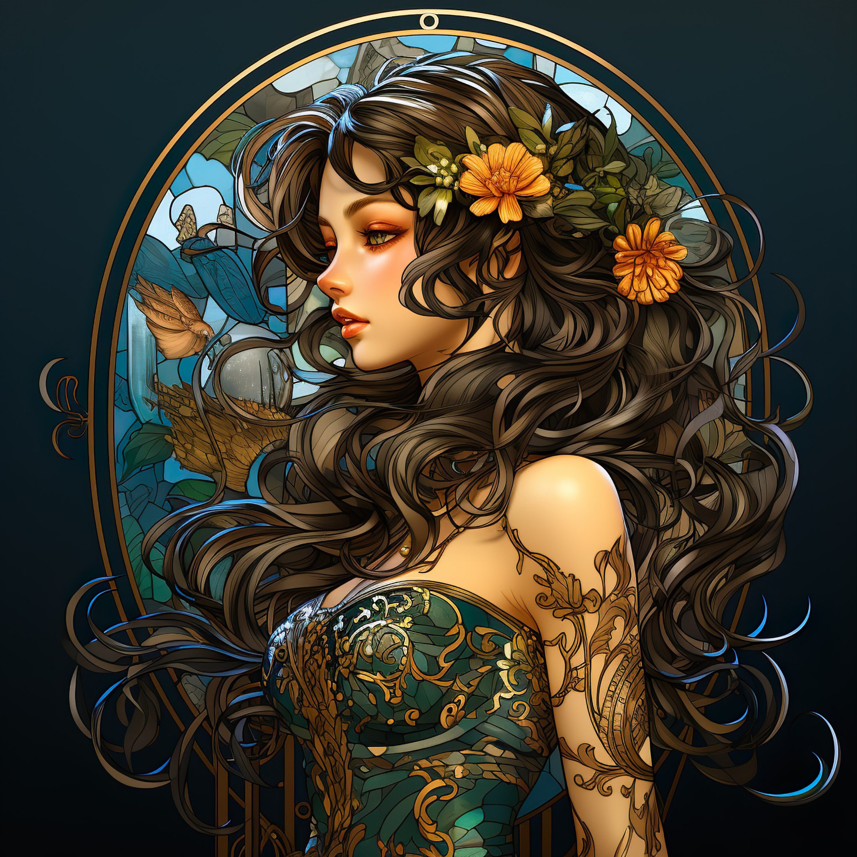 Mythical Girls Stained Glass Collection / 12 Digital Papers / Artful ...