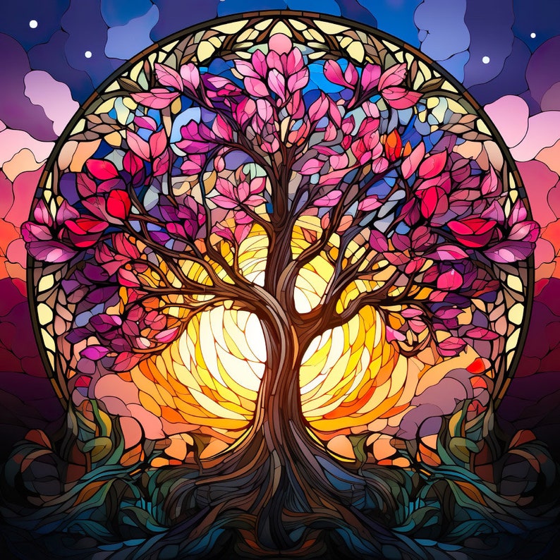 Tree of Life Stained Glass Art, PNG Bundle (digital Download) - Etsy