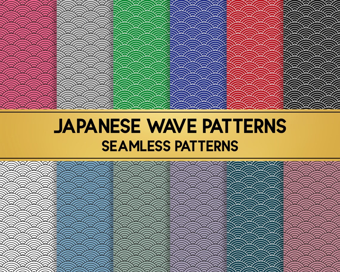 Japanese Wave Patterns / Digital Paper / Seamless Pattern / - Etsy