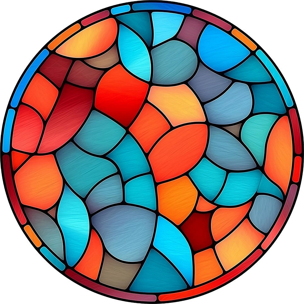 Round Stained Glass Collection 1 / Digital Paper / Stained Glass Bundle ...