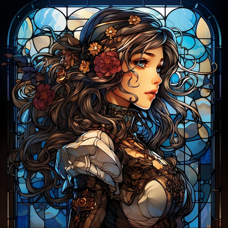 Mythical Girls Stained Glass Collection / 12 Digital Papers / Artful ...