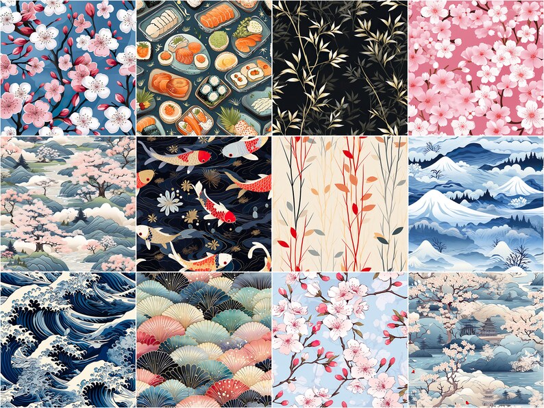 Japanese Chiyogami Patterns Collection 2 / Digital Paper / Seamless ...
