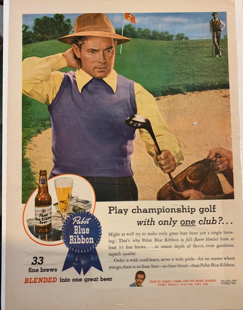 Vintage Pabst Blue Ribbon Ad Mounted on Wood. - Etsy